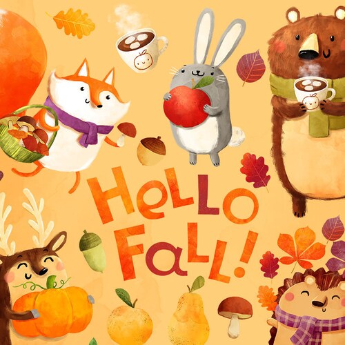 Fox Watercolor Clipart. Autumn Leaf Fall Forest Animals - Etsy