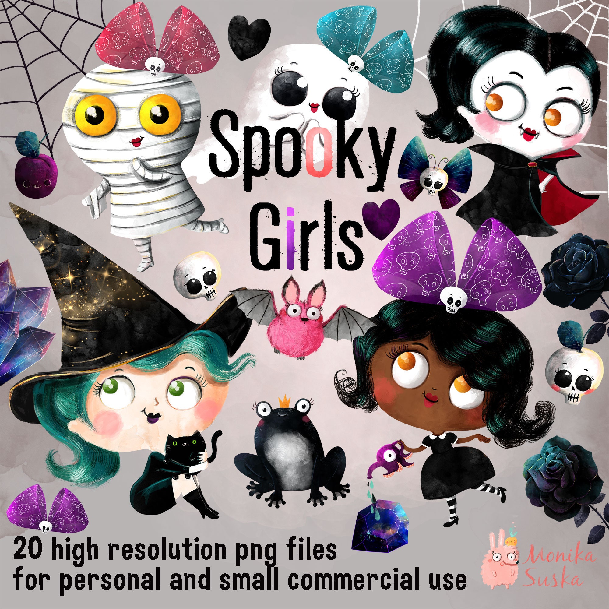 Halloween Watercolor Clipart, Halloween Girl Clipart, Halloween Clipart ...