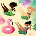 Summer Beach Girls Clipart, Summer Watercolor Clipart, Summer Clipart ...