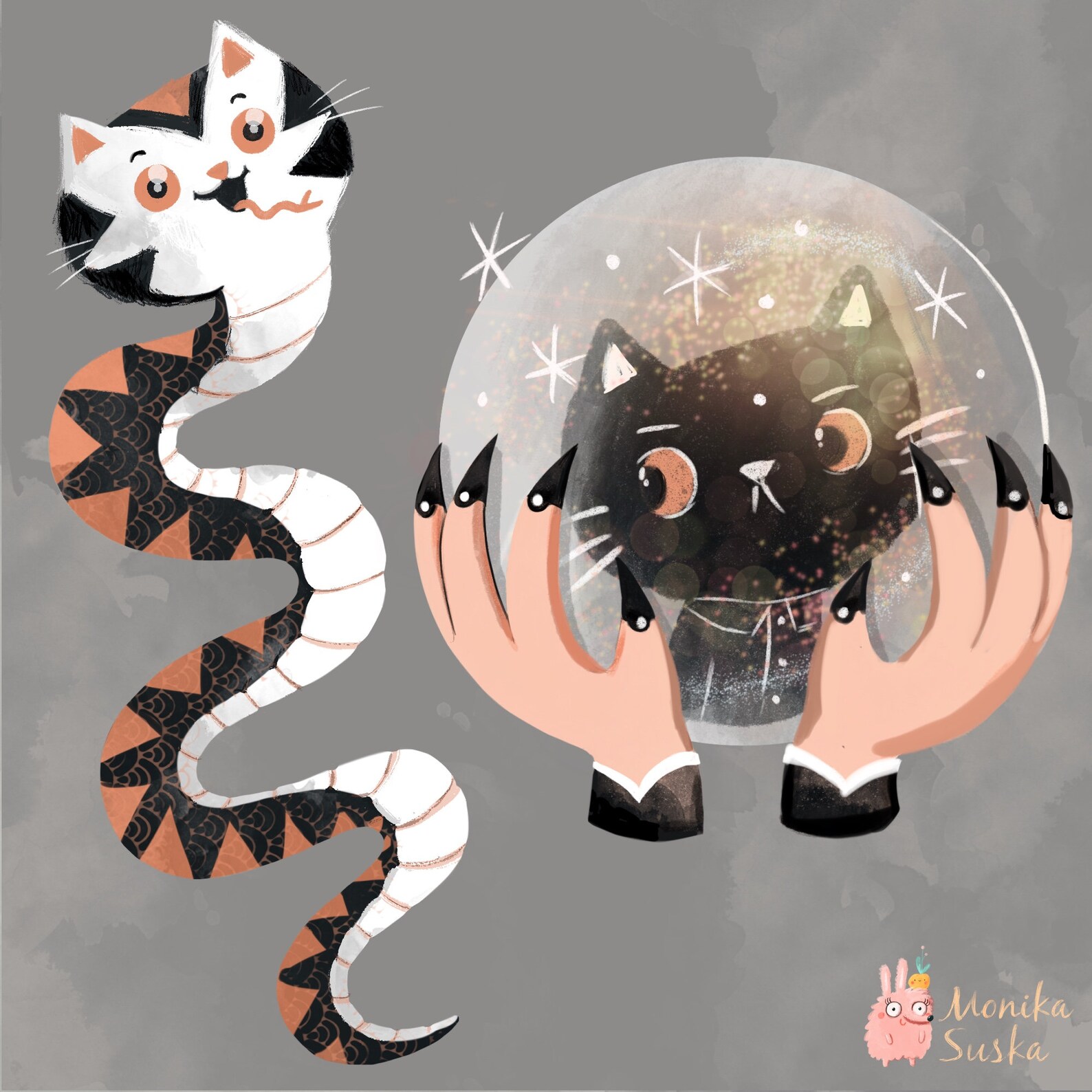 Cute Halloween Cat Witches Clipart, Printable Halloween Art, Halloween ...