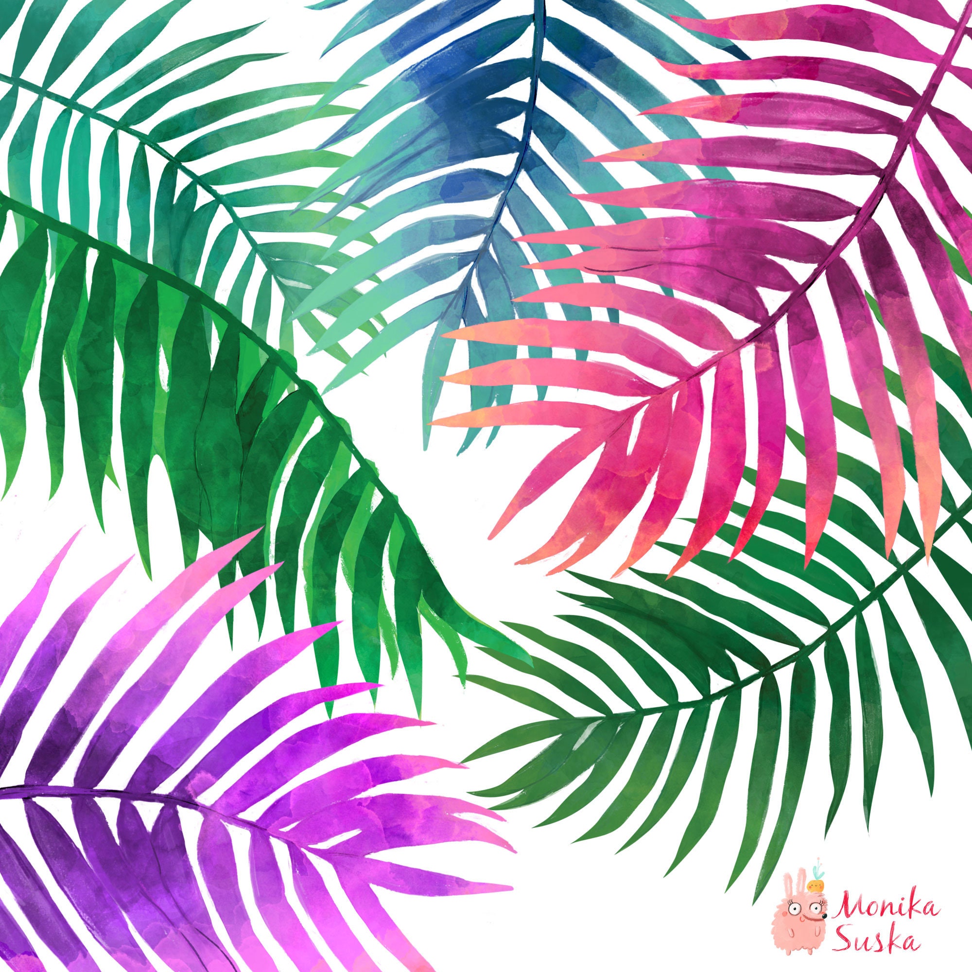 Tropical Leaves and Flowers Clipart Watercolor Summer - Etsy