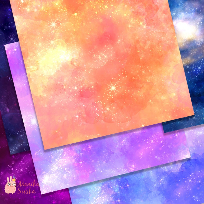 Galaxy Watercolor Digital Paper Digital Download Galaxy - Etsy