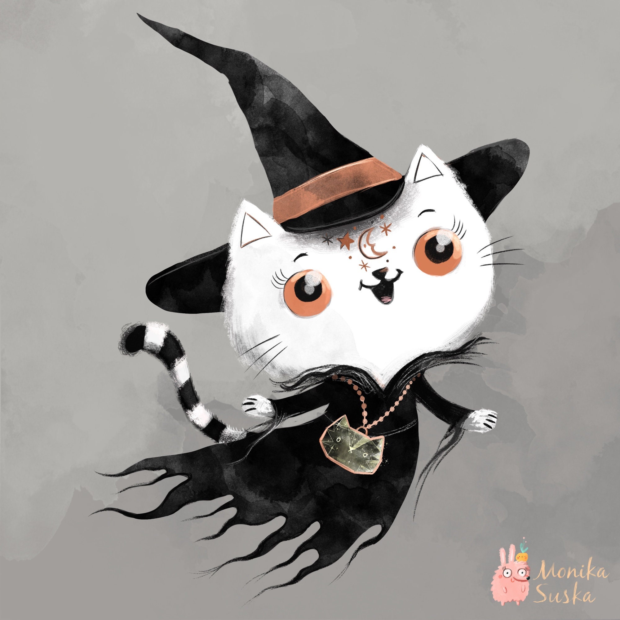 Cute Halloween Cat Witches Clipart Printable Halloween Art - Etsy