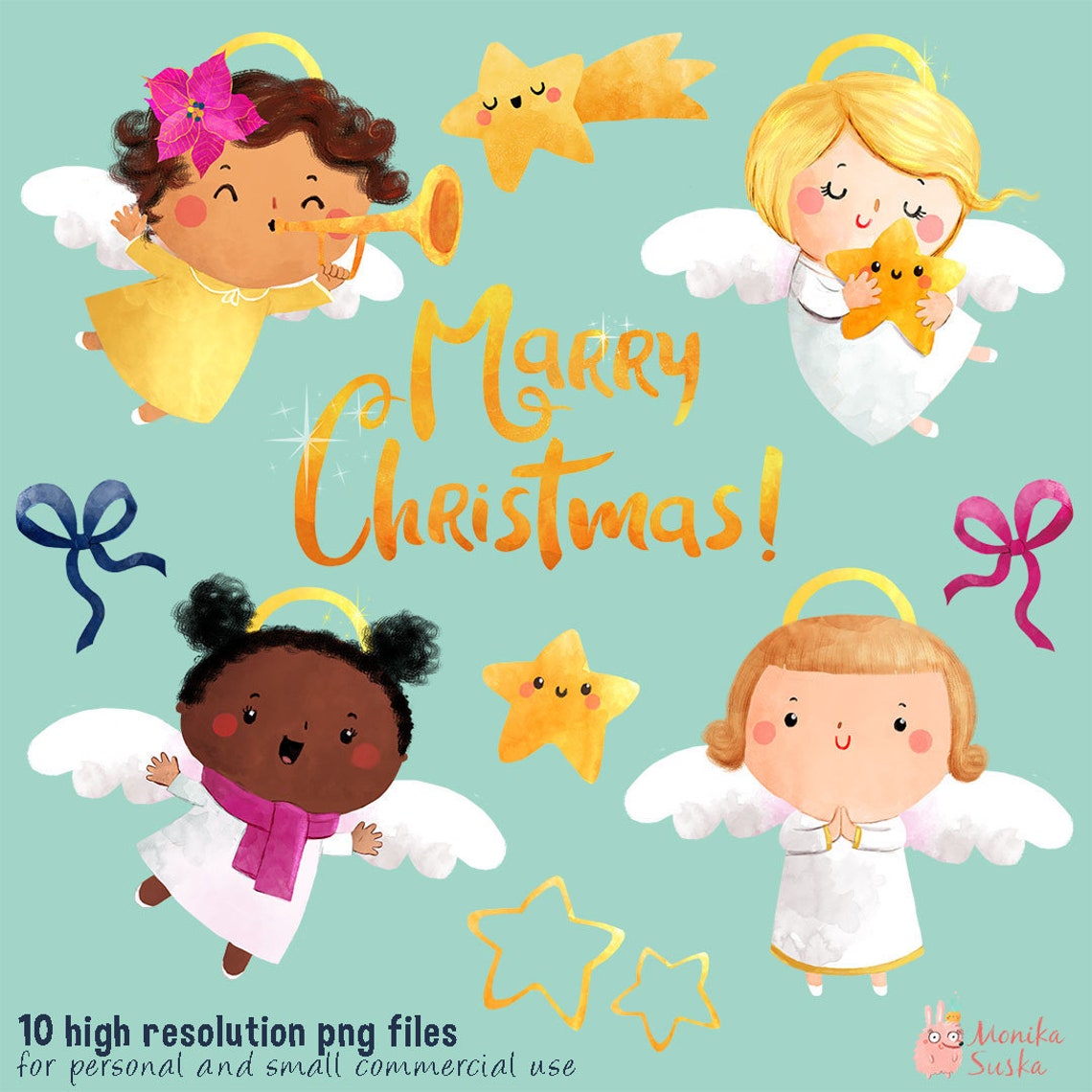 Christmas Clipart, Christmas Angels Clipart Commercial Use, Angels ...
