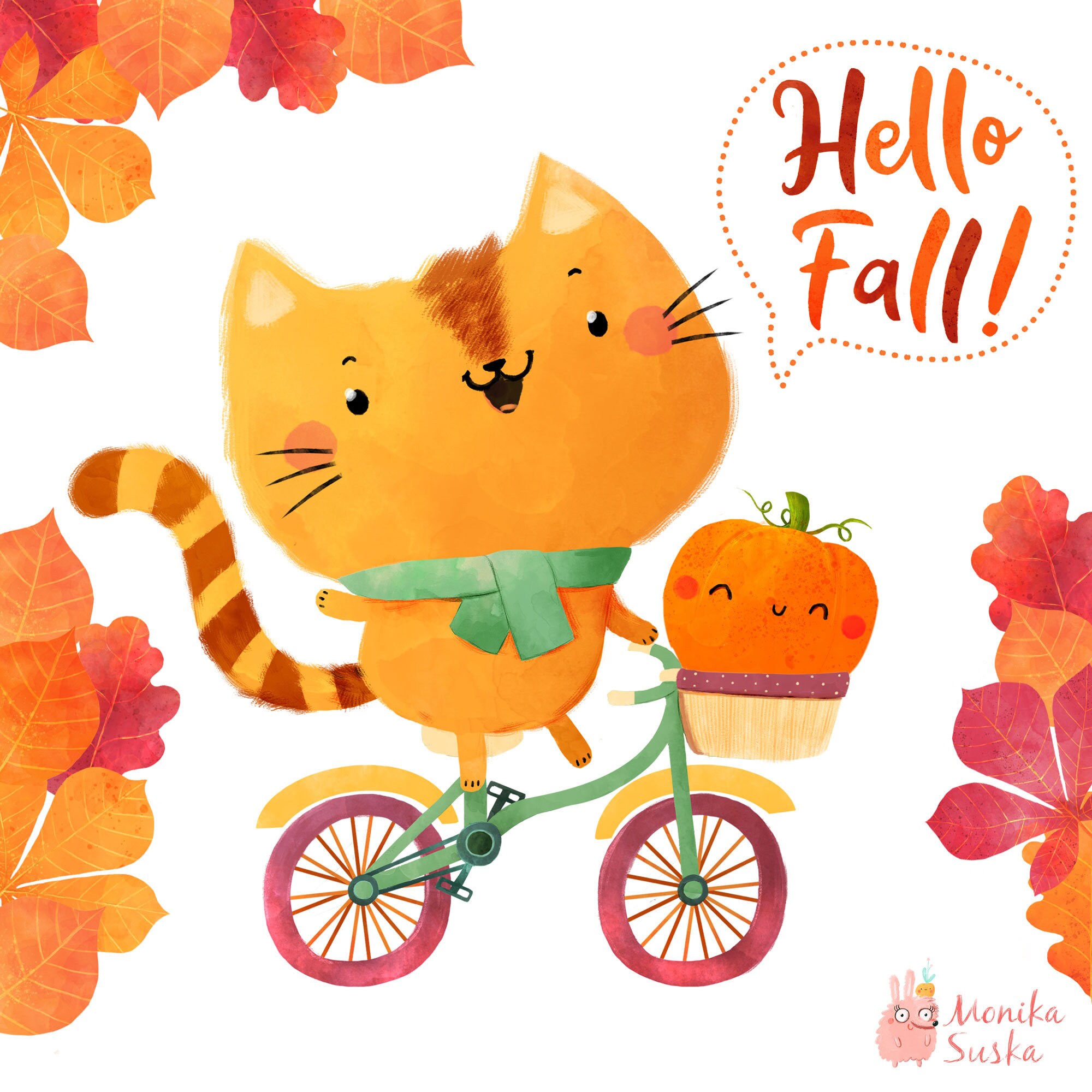 Fall Cats Clipart autumn clipart Cat clipart watercolor | Etsy