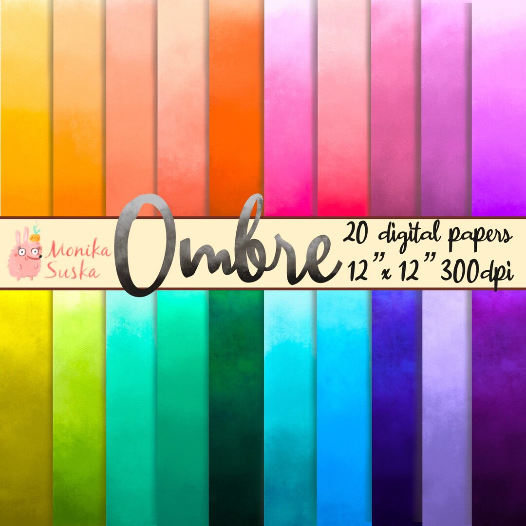 Ombre Watercolour Digital Paper, Ombre Clip Art, Watercolor Digital ...