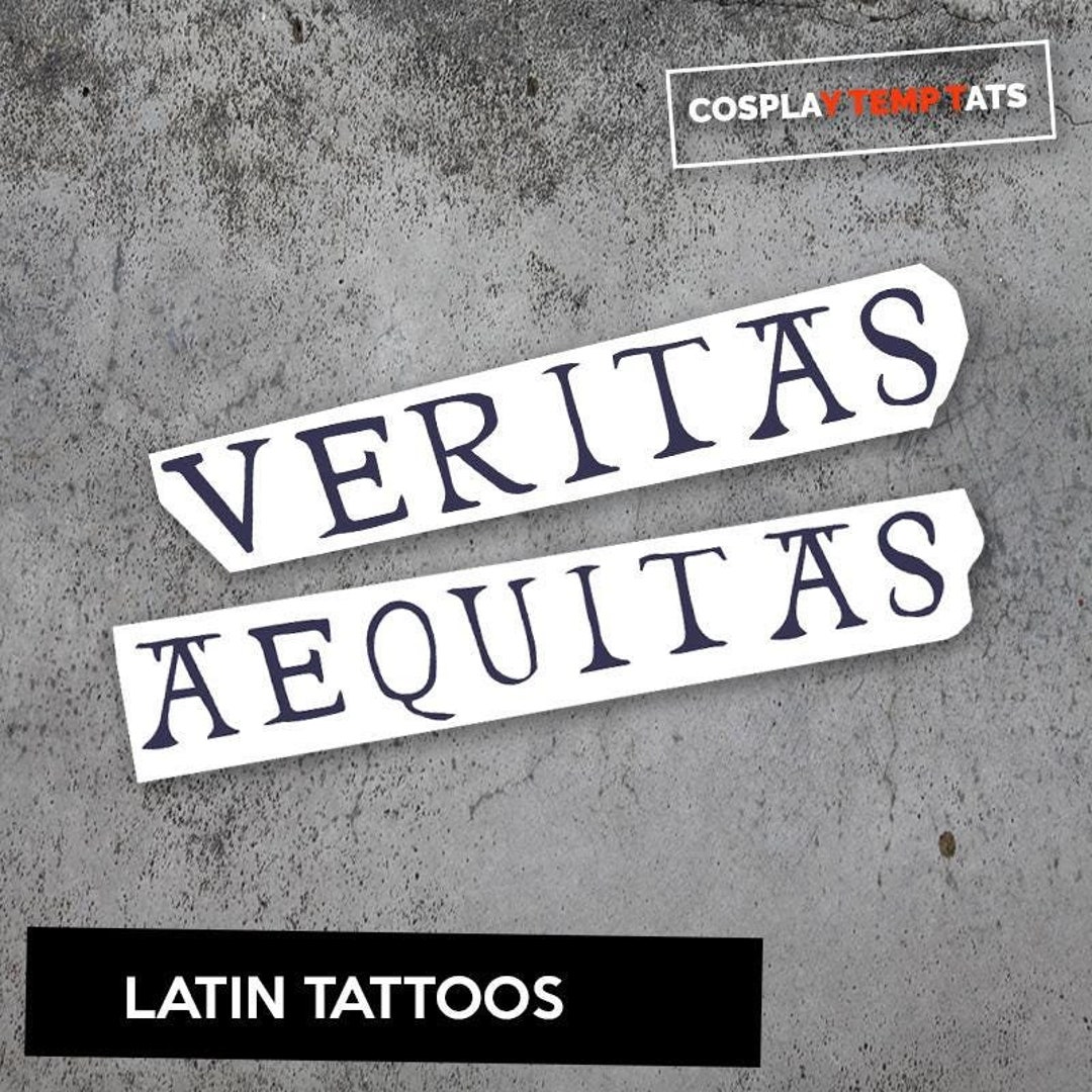 Veritas Aequitas Temporary Tattoos | Latin Hand Costume Irish Cosplay ...