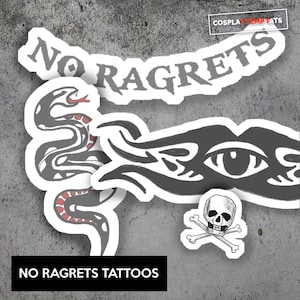 No Ragrets Temporary Tattoos Temp Tat Cobra Skull Eye Costume Halloween ...