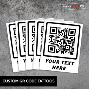 CUSTOM QR Code Temporary Tattoo Custom Text Any Website Into a Tattoo - Etsy