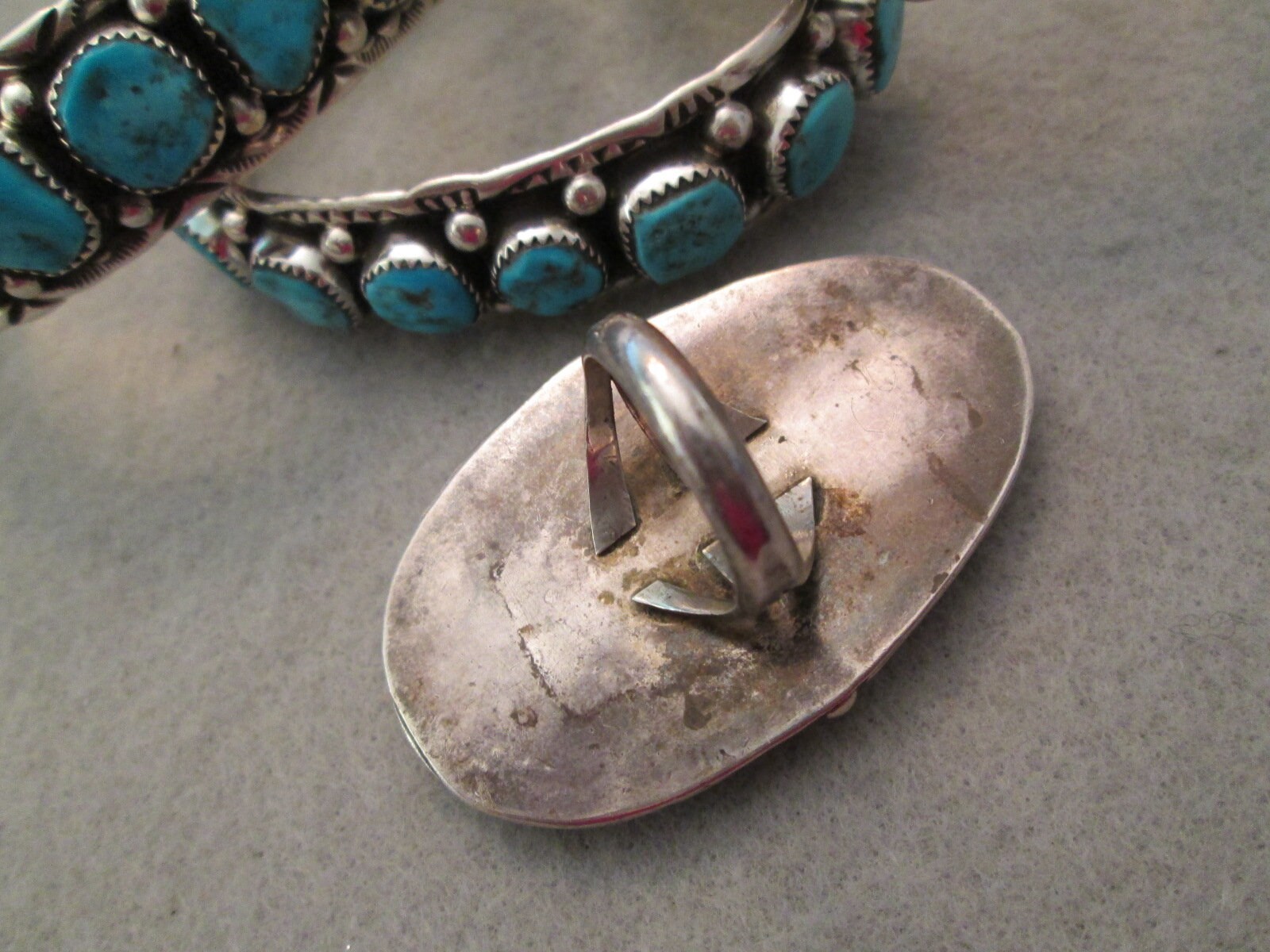 Genuine Easter Blue Turquoise Ring>phenomenal Native Old Pawn 925 ...