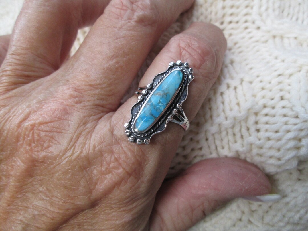 Genuine TURQUOISE Ring925 Sterling Silver Turquoise Ring,turquoise Ring,southwestern Ring ...