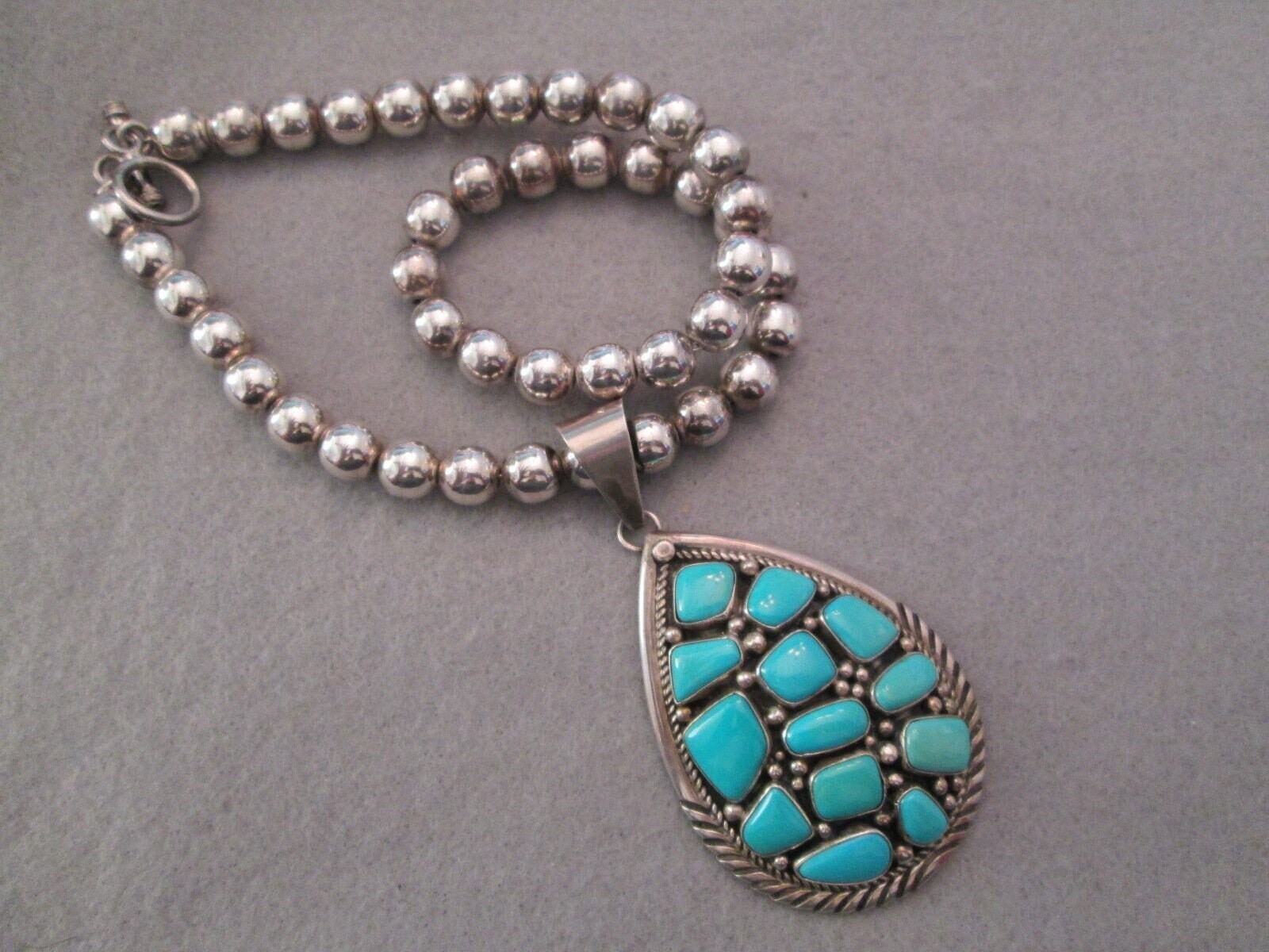 Navajo Pearl Necklace>925 Sterling Silver 10mm Navajo Pearl Necklace>925 Sterling Silver 10mm