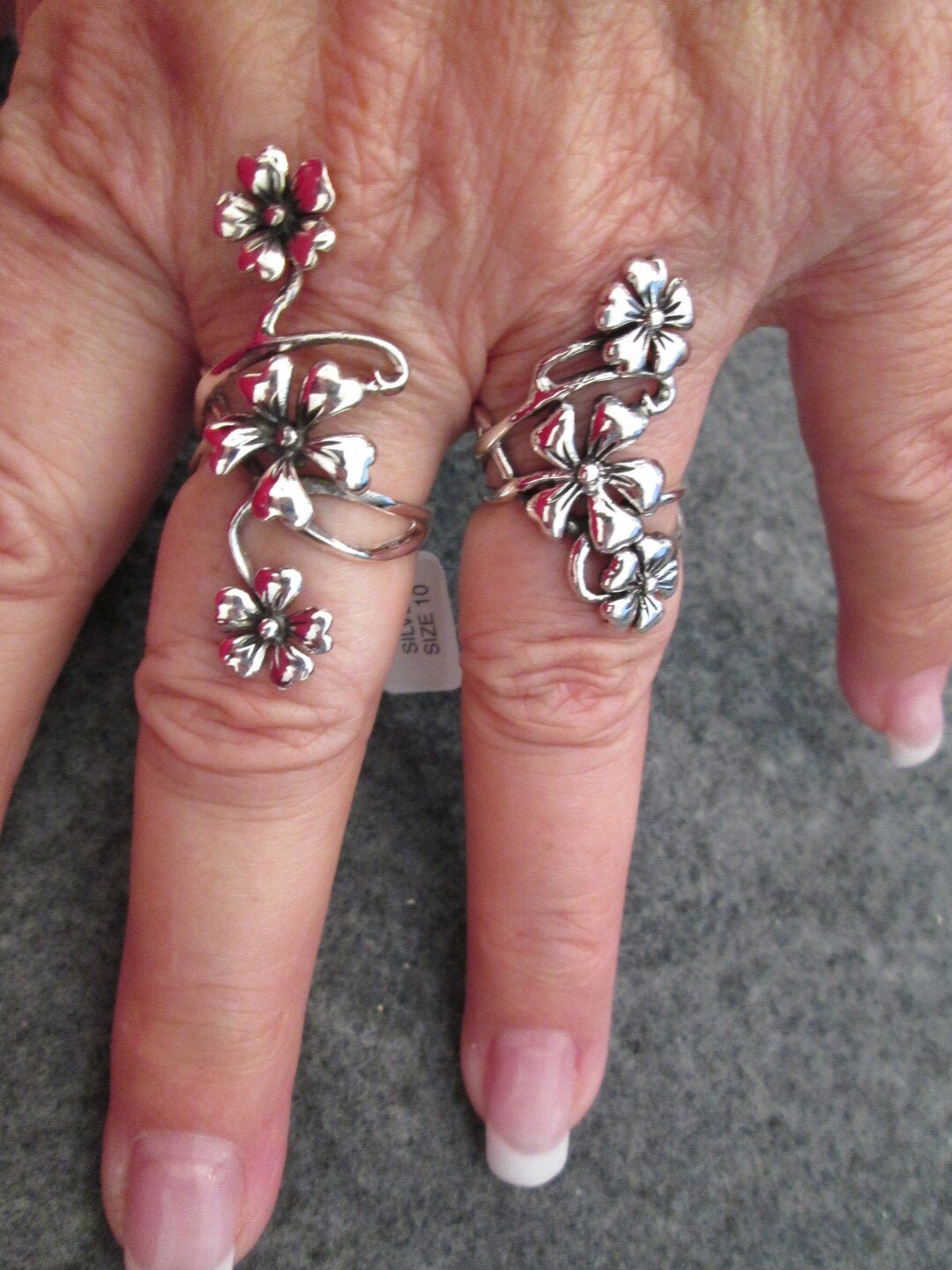 925 Sterling CASCADING FLOWER Ring925 Floral Ring,925 Sterling Silver ...