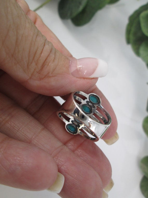 Genuine Turquoise Ring>925 Sterling 4 Stone Turquoise… - Gem