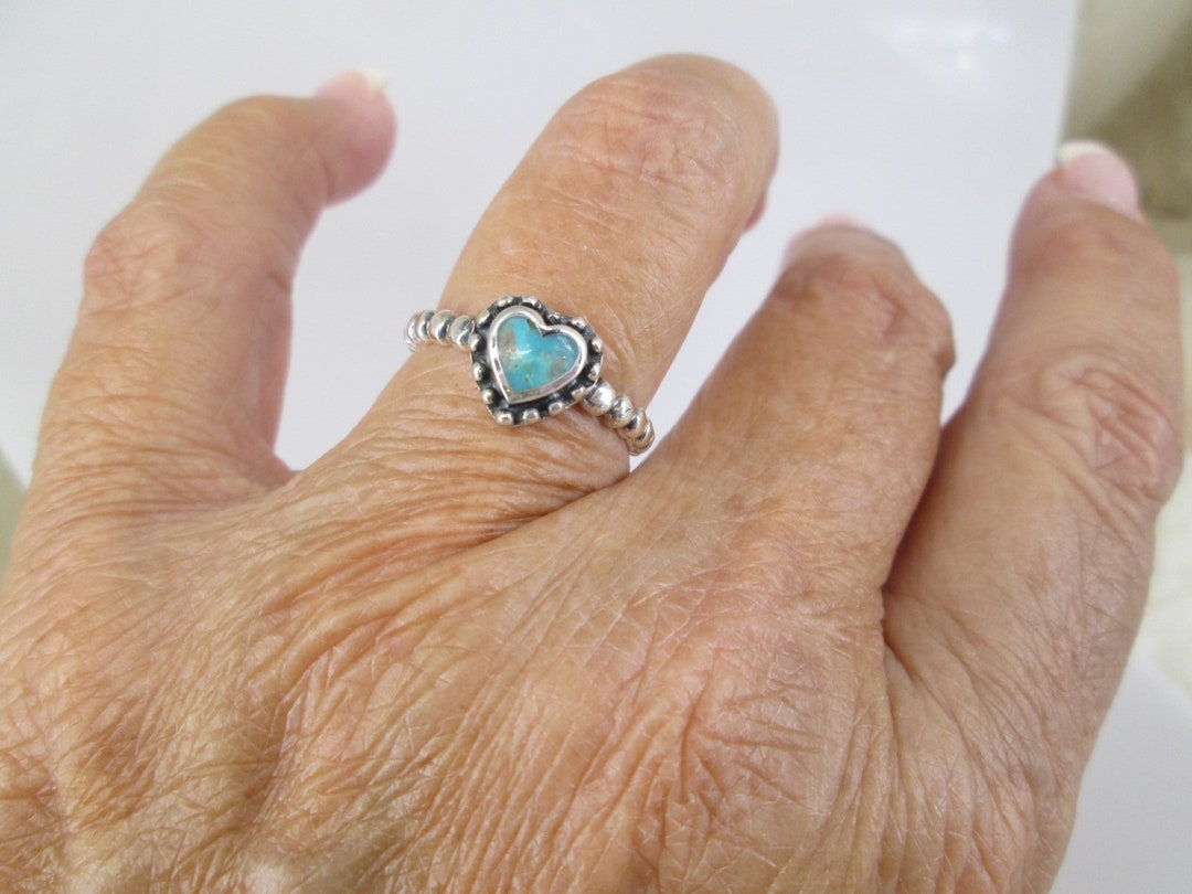Turquoise HEART Ring>925 Sterling Silver Turquoise Ring,genuine ...