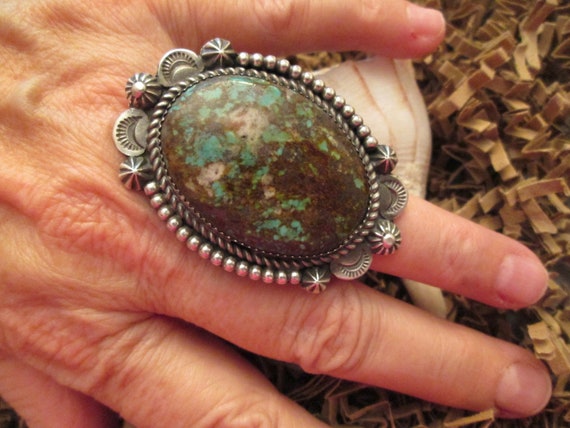 Native American Sterling TURQUOISE Ring>925 Genuine A… - Gem