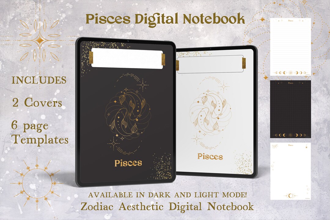 Pisces Digital Notebook | Zodiac Aesthetic Digital Notebook | Goodnotes ...