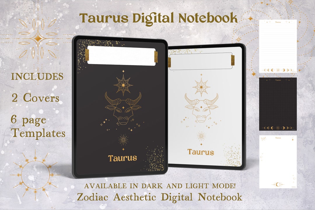 Taurus Digital Notebook | Zodiac Aesthetic Digital Notebook | Goodnotes ...