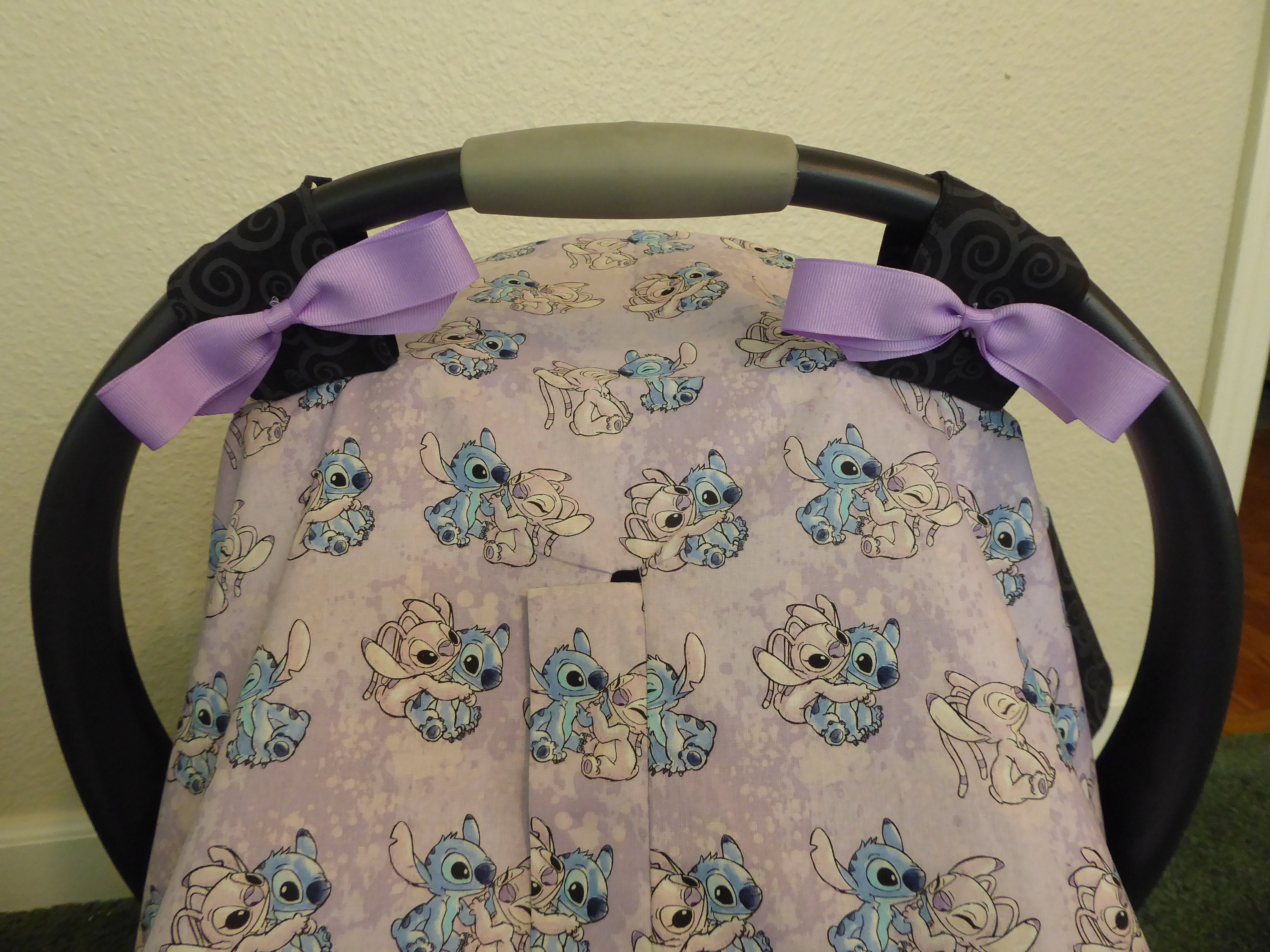 STITCH & ANGEL W/black Blue or Pink Border Baby Car Seat - Etsy