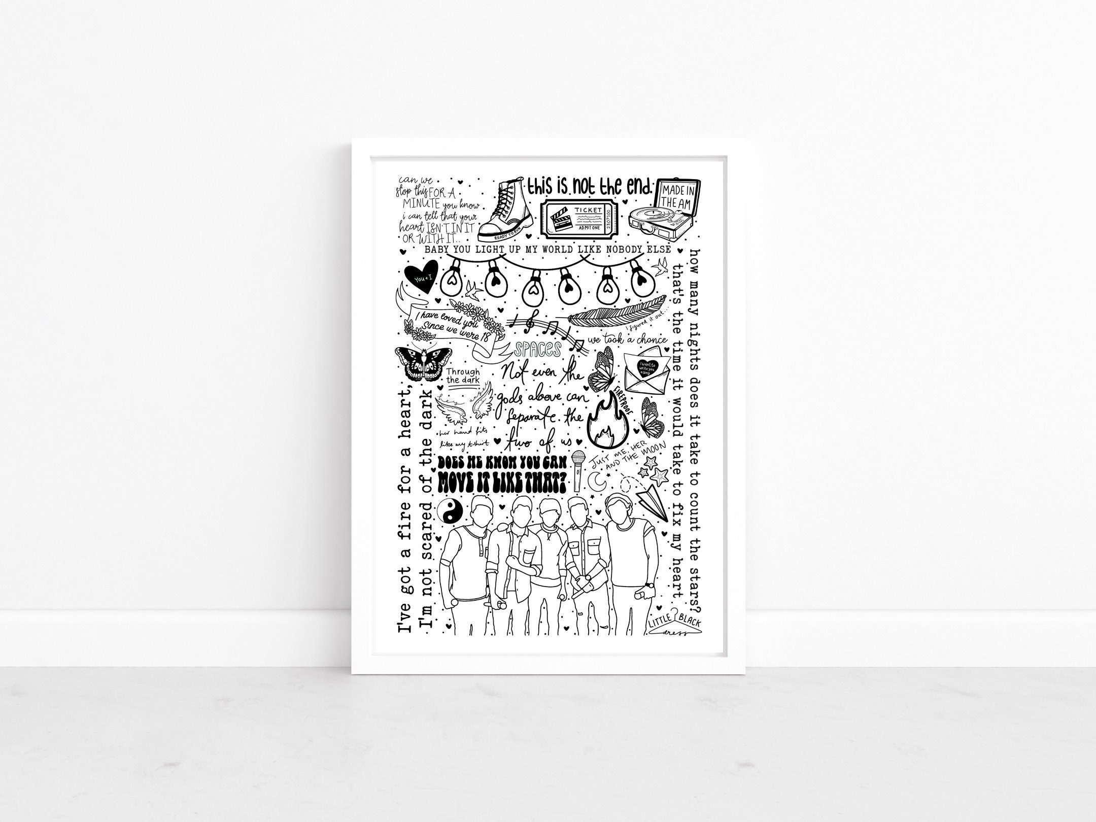 One Direction Graphic Collage Lyrics Quote A4 Art Print Set - Etsy Hong ...