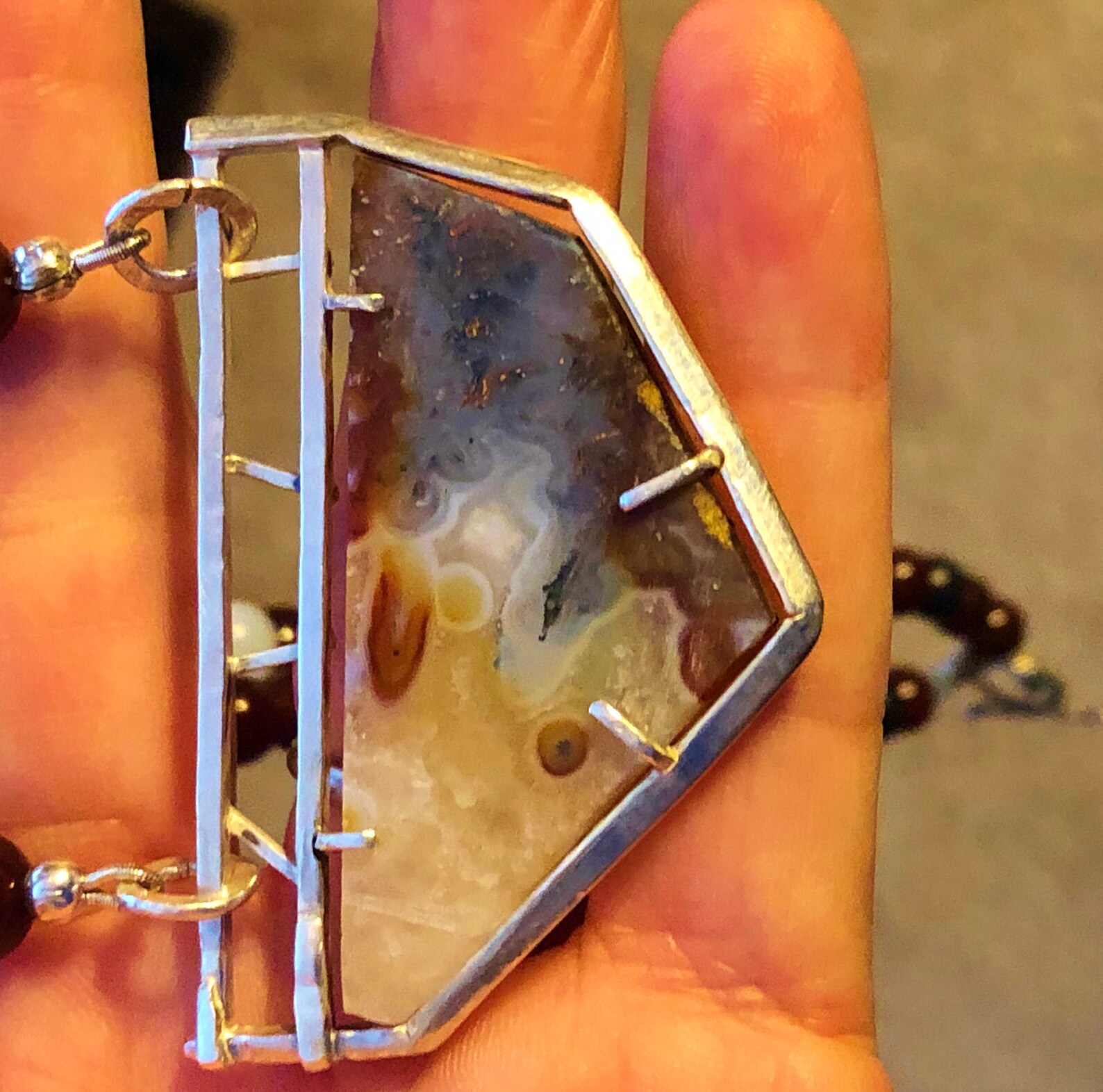 Amazing Plume Agate Pendant in Sterling Silver Heavy Gauge | Etsy