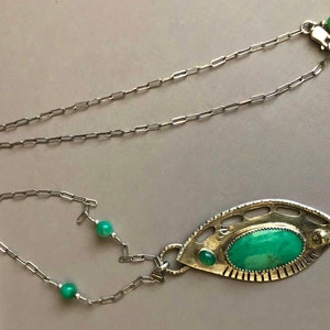 Green Variscite Jasper Pendent, Chyrsophase Accent, Sterling Silver ...