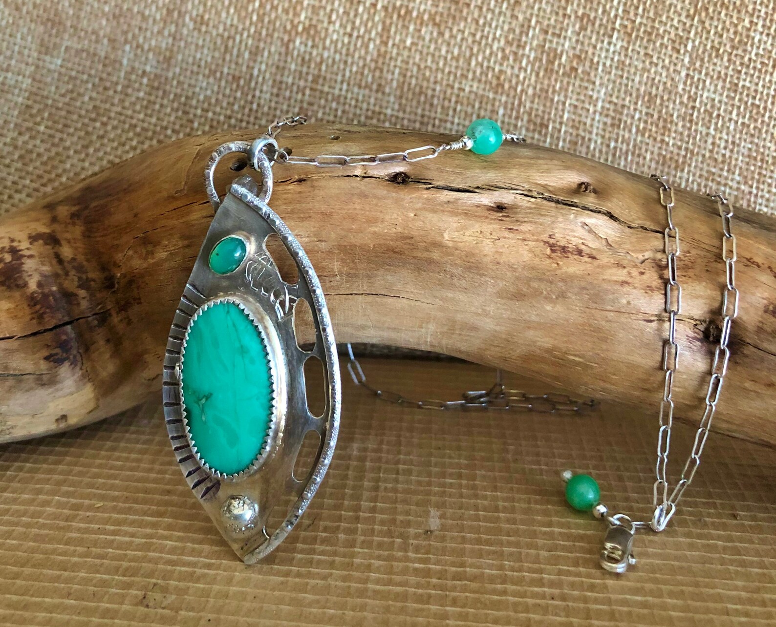 Green Variscite Jasper Pendent Chyrsophase Accent Sterling - Etsy