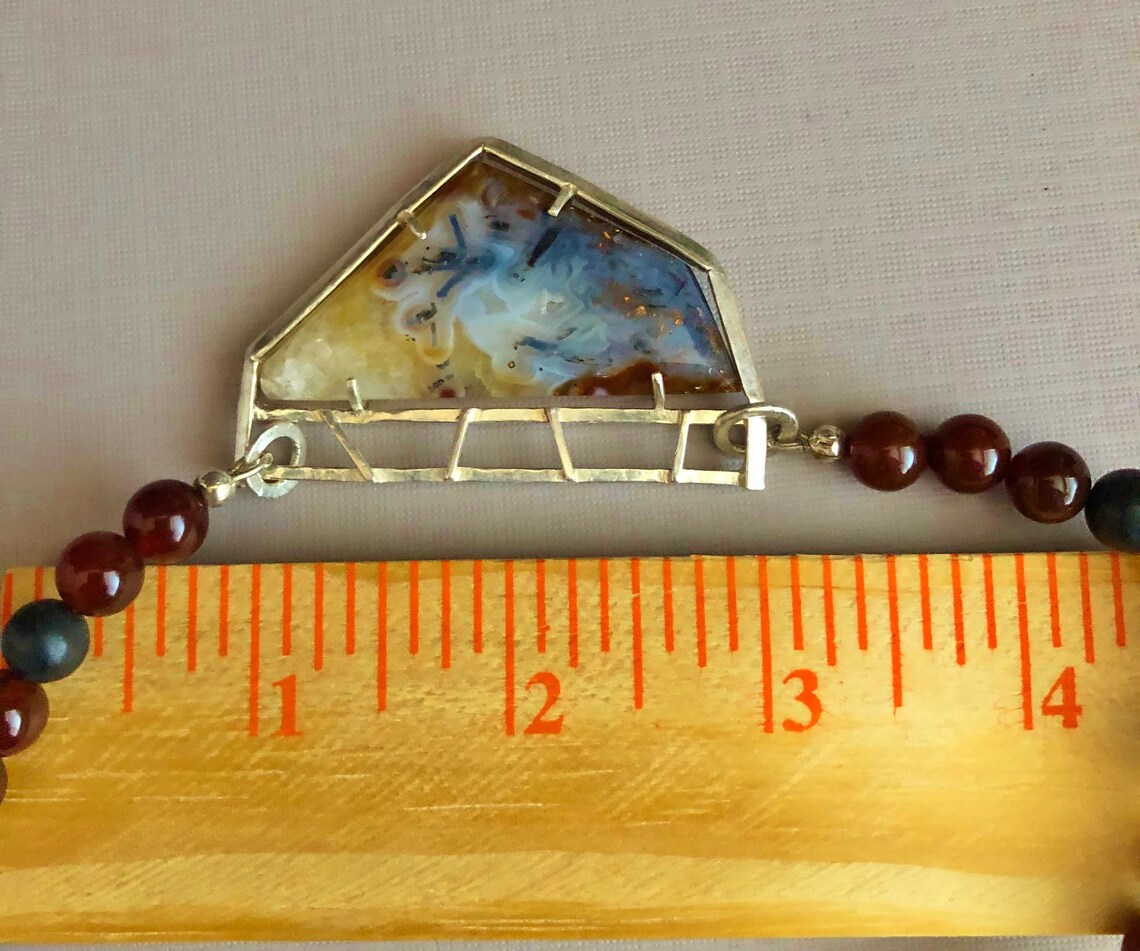 Amazing Plume Agate Pendant in Sterling Silver Heavy Gauge | Etsy