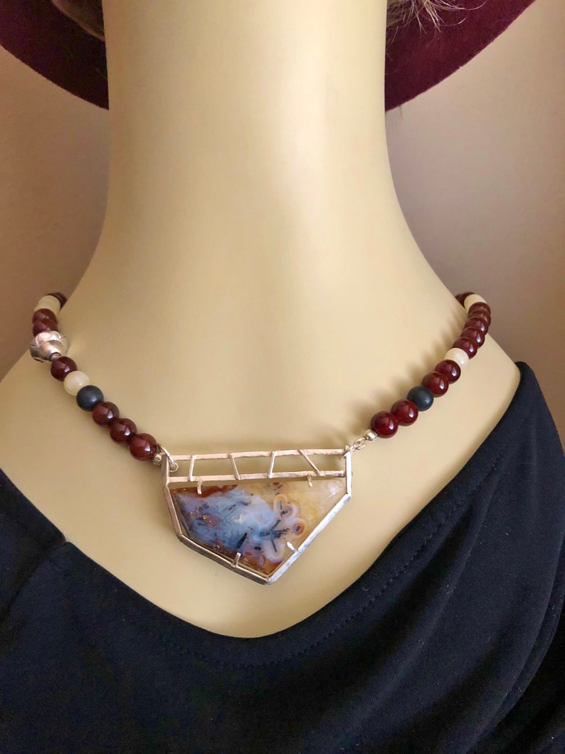 Amazing Plume Agate Pendant in Sterling Silver Heavy Gauge | Etsy