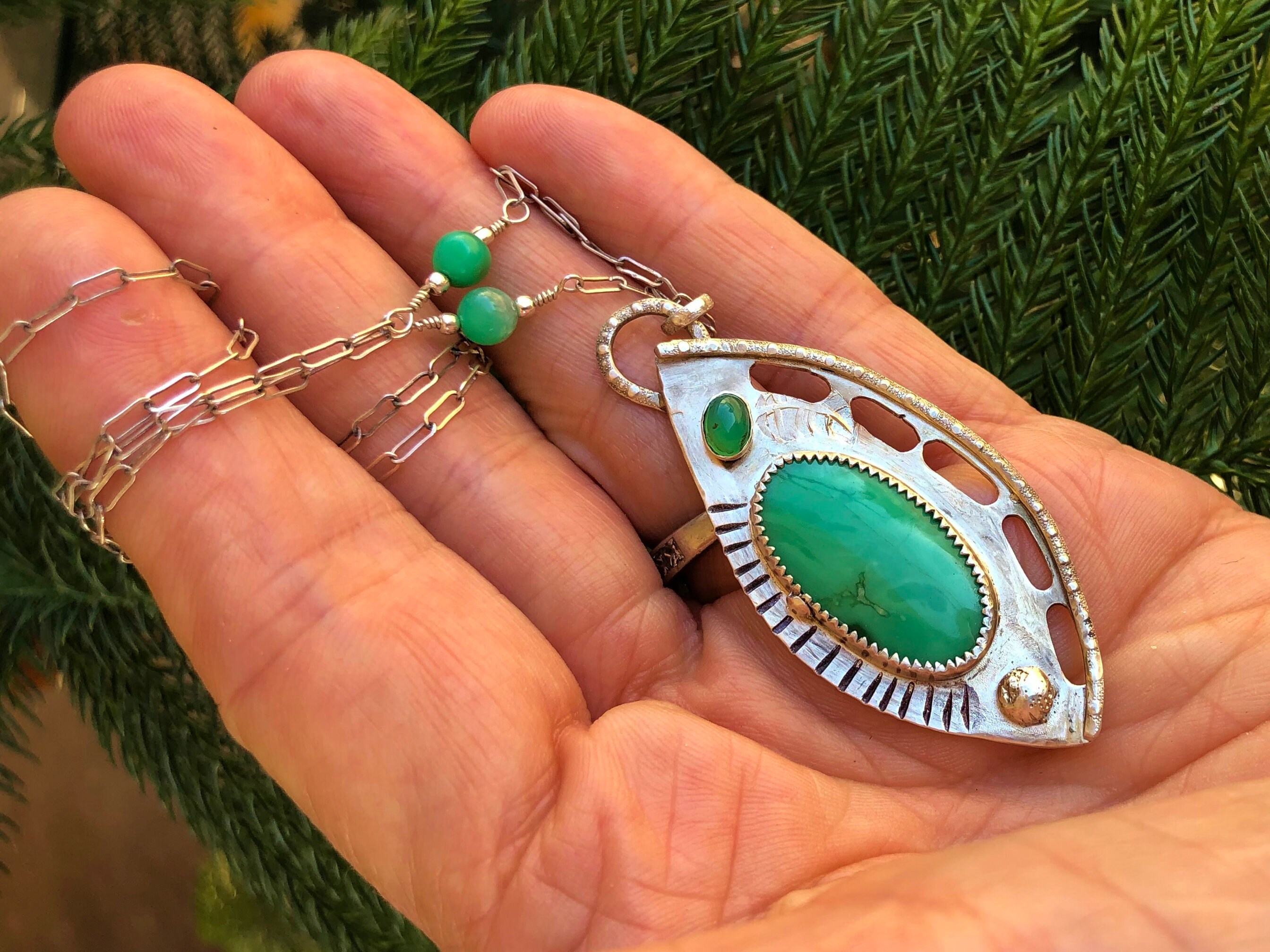 Green Variscite Jasper Pendent Chyrsophase Accent Sterling - Etsy