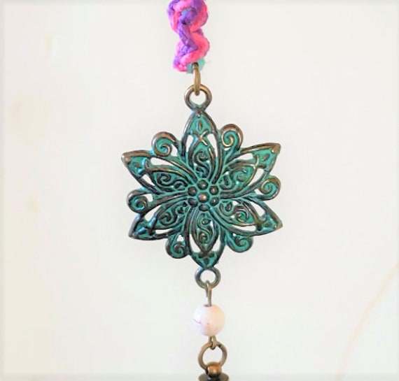 Lotus Flower and Hemp Cord Rainbow Keyring/Bag Tassel | Etsy