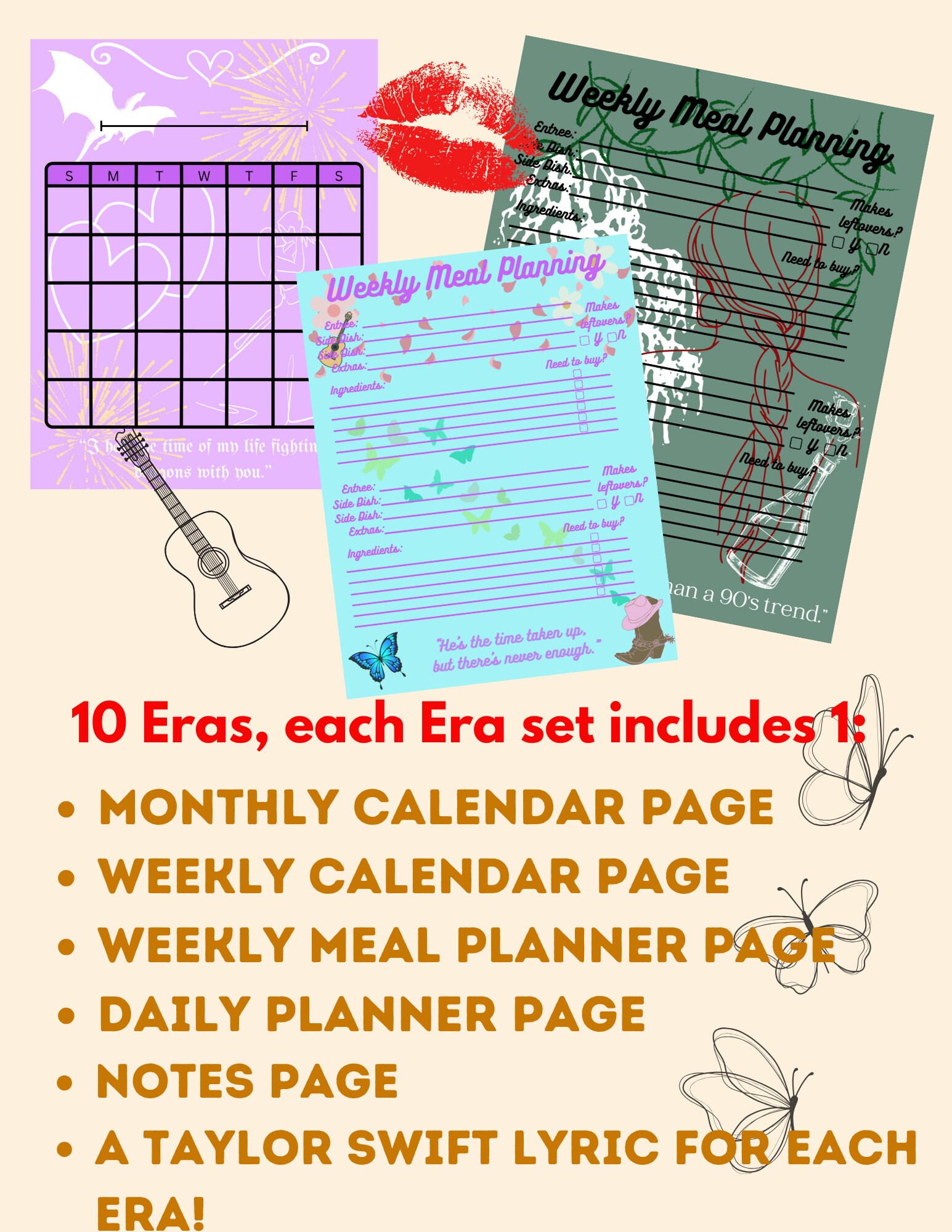 Taylor Swift Eras Themed Digital Planner Pages Digital Download - Etsy