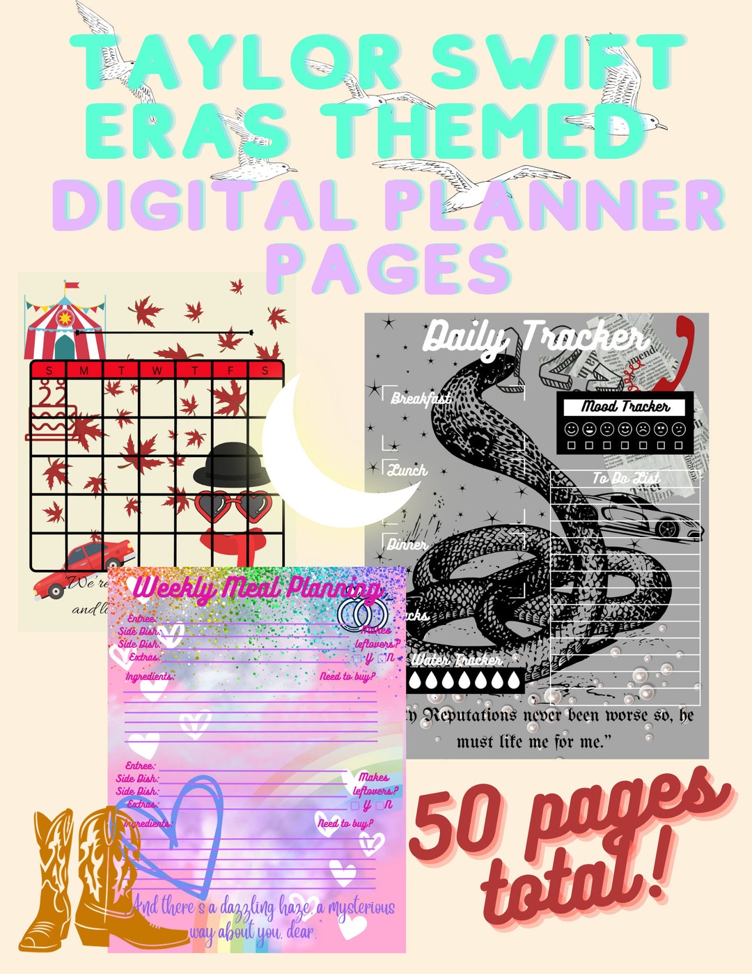 Taylor Swift Eras Themed Digital Planner Pages Digital Download - Etsy