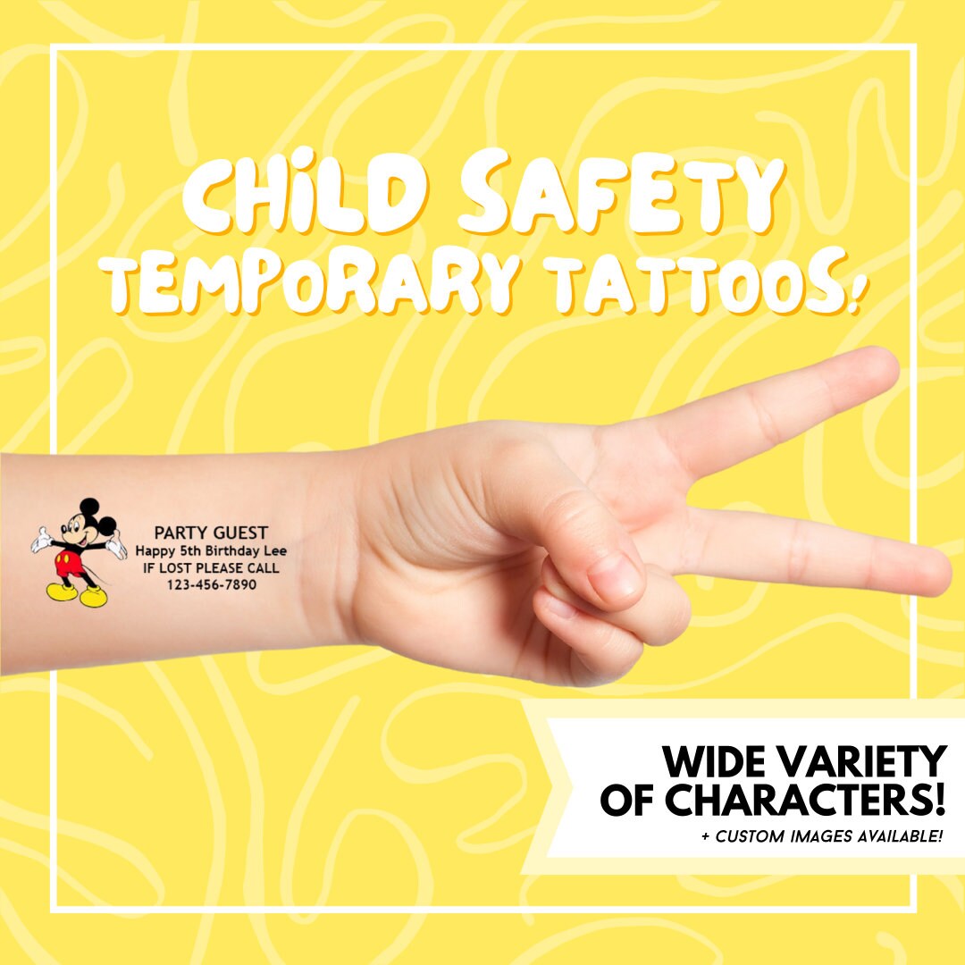 Custom Child Safety Temporary Tattoo: Waterproof ID Phone Number ...