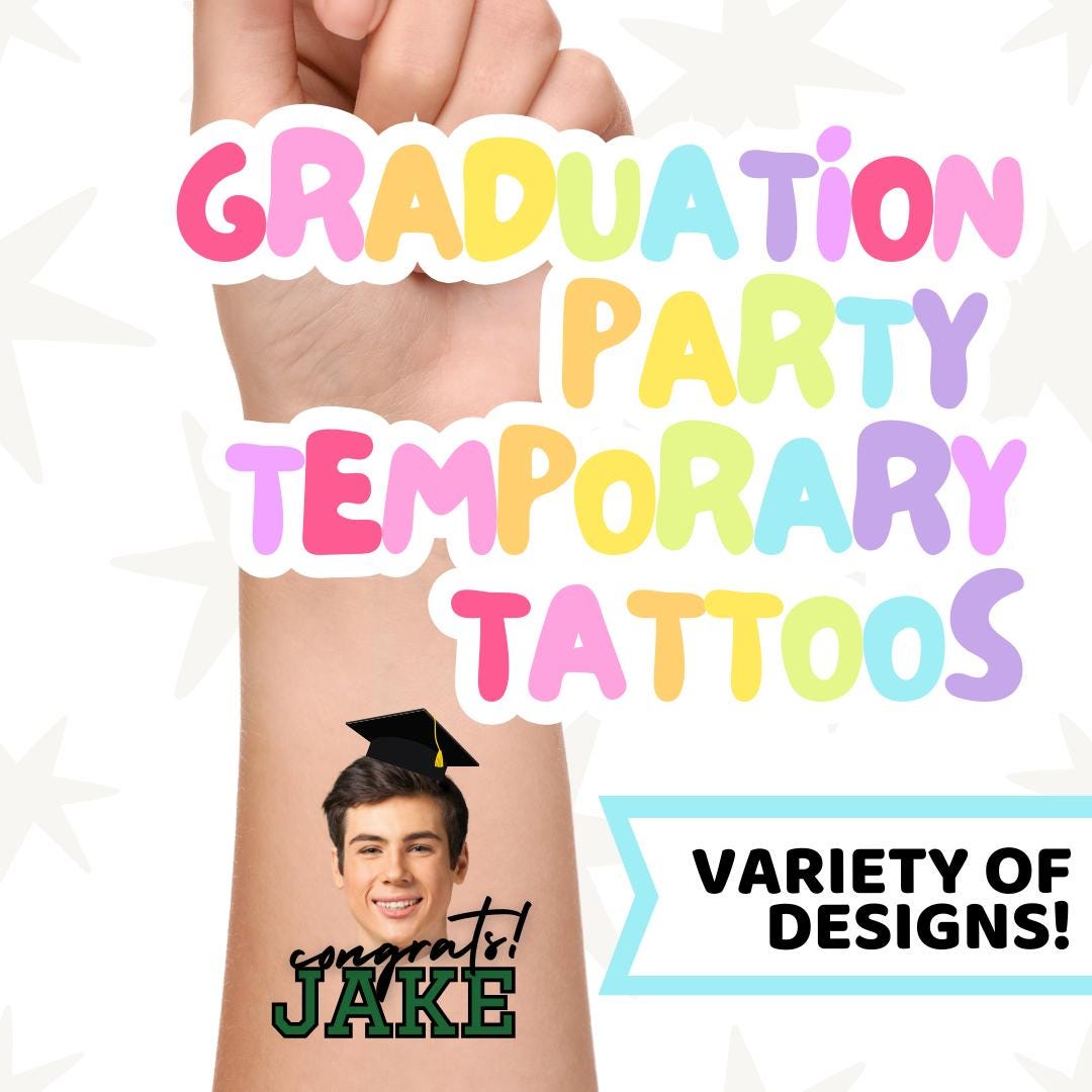 GRADUATION PARTY Temporary Tattoos / Graduation Party Favors ...