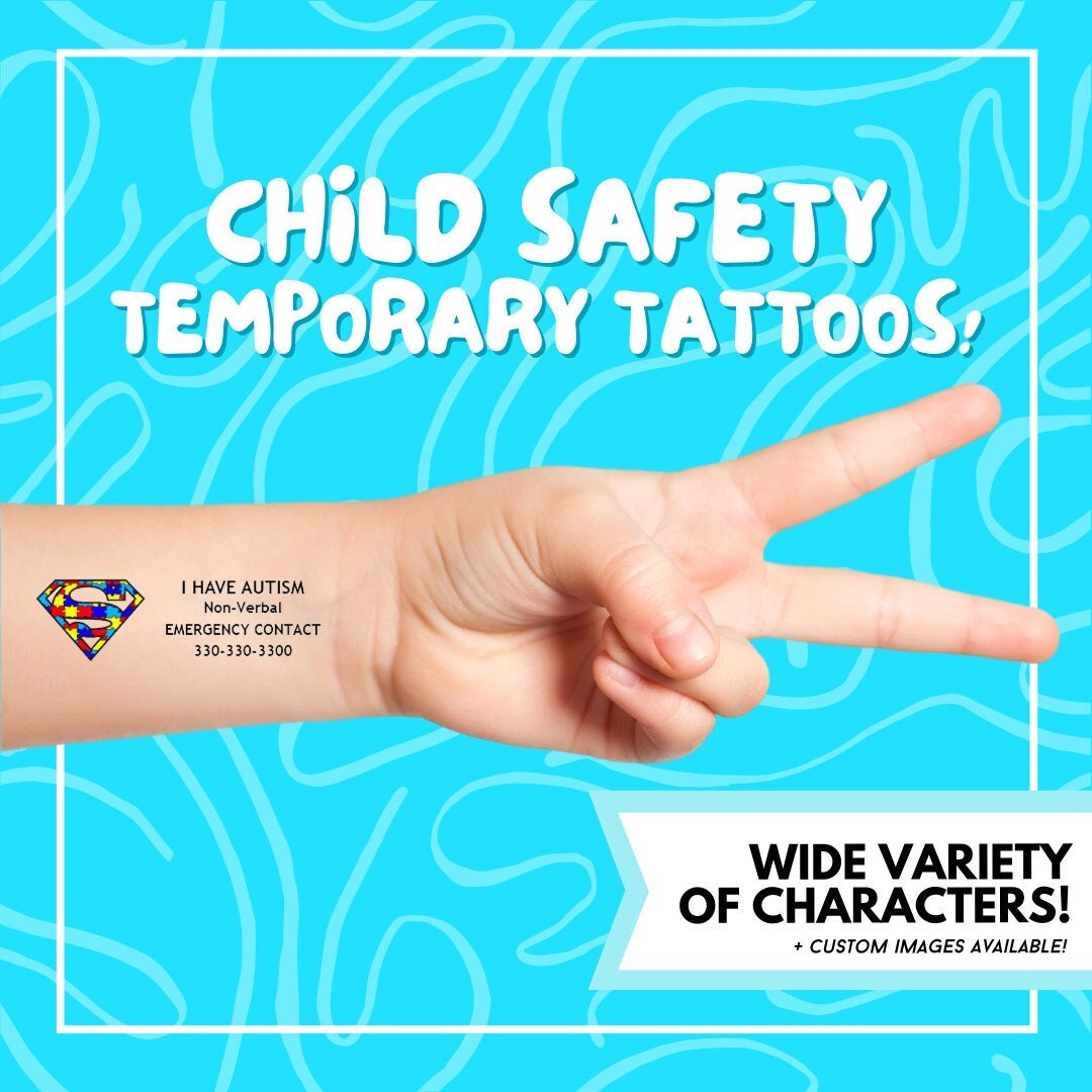 Autism Awareness Temporary Tattoo: Child Safety, Non-verbal, If Lost - Etsy