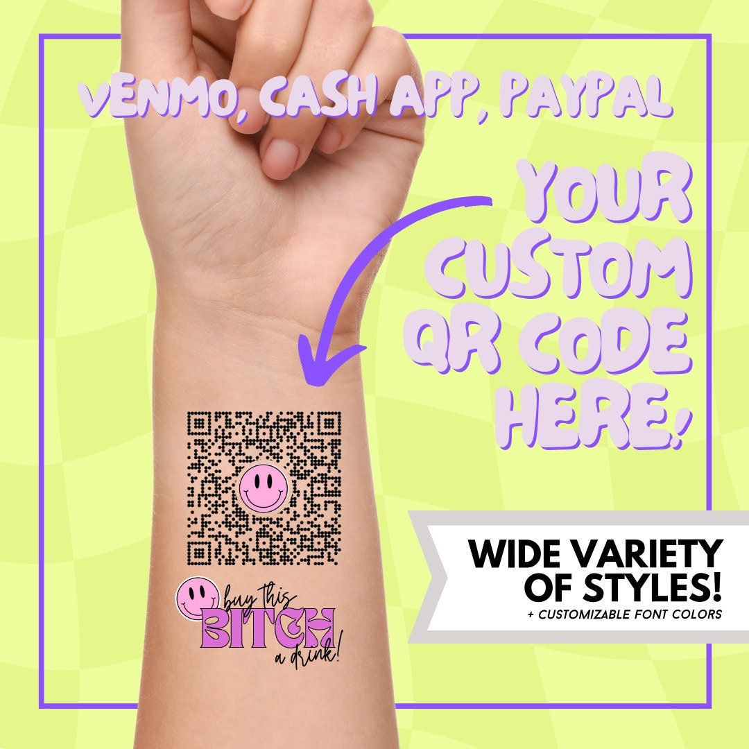 Venmo QR Code / BTCH Temporary Tattoos / Girls Party Gifts / Venmo ...