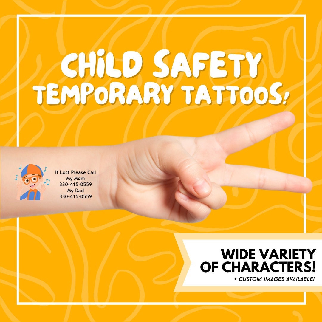 Child Safety Temporary Tattoos / If Lost Please Call / Temporary ...