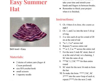 Easy Summer Flower Bucket Hat Pattern PDF - Etsy