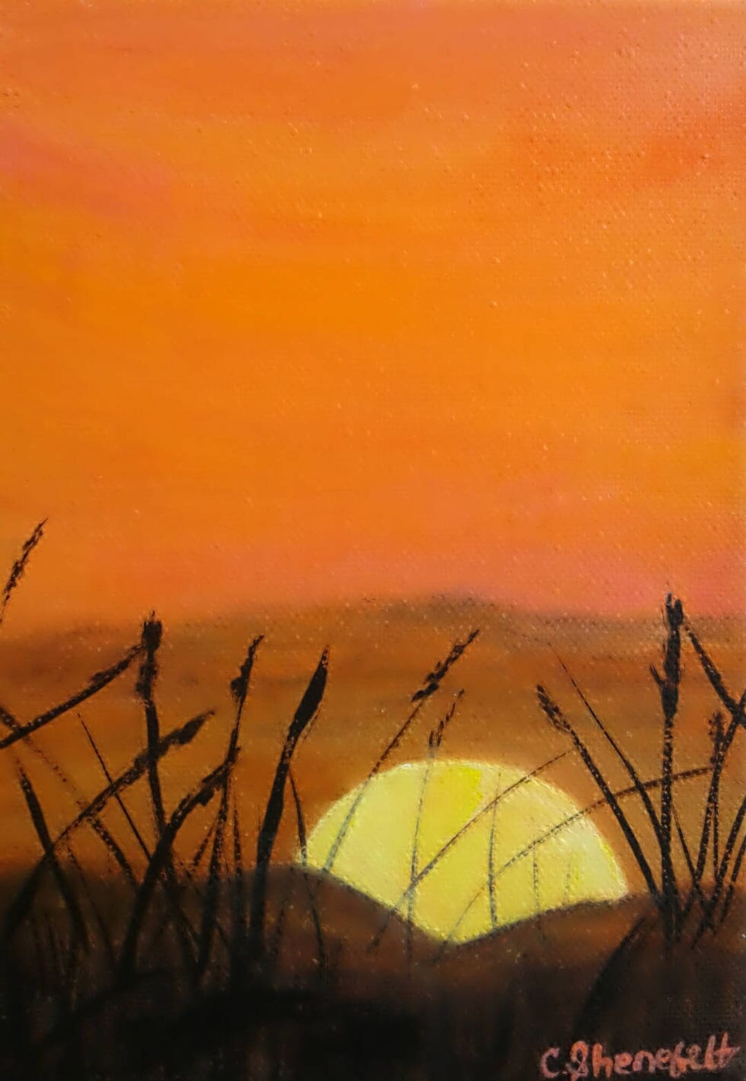 Free Shipping US Wall Art Sunset Painting Acrylic Painting Small ...