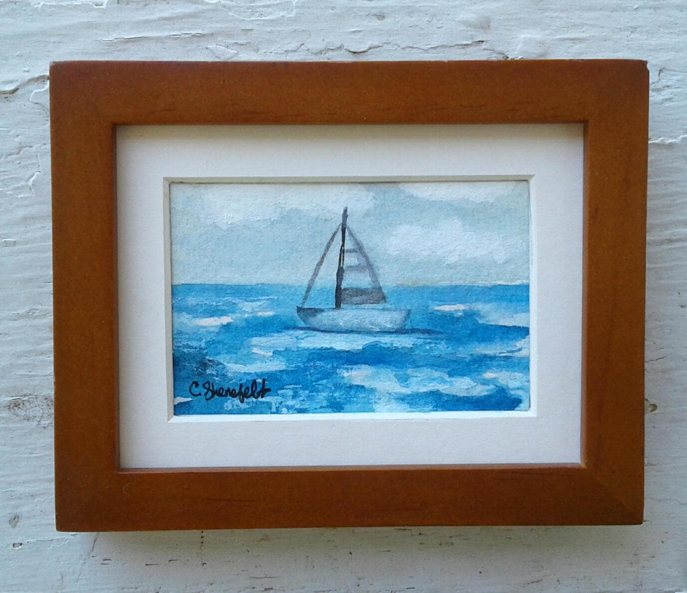 Miniature Seascape Painting Sailboat Painting Ocean Painting Gift Ideas ...