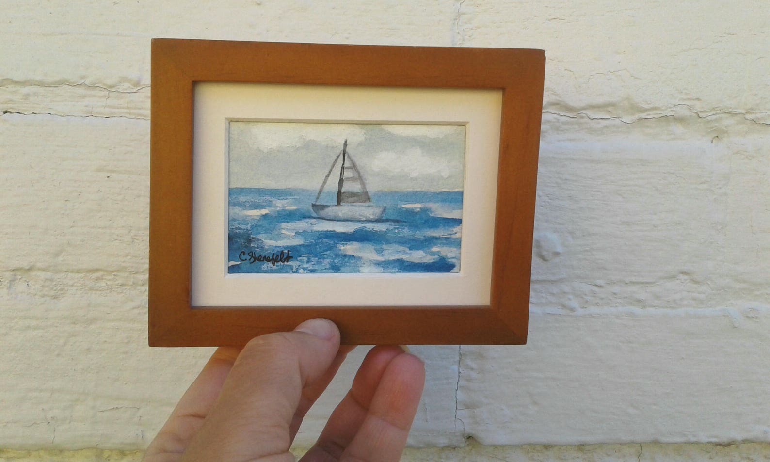 Miniature Seascape Painting Sailboat Painting Ocean Painting Gift Ideas ...