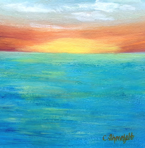 Sunset painting Seascape painting Acrylic painting Affordable | Etsy