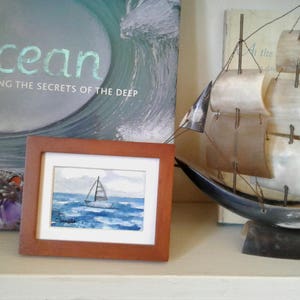 Miniature Seascape Painting Sailboat Painting Ocean Painting Gift Ideas ...