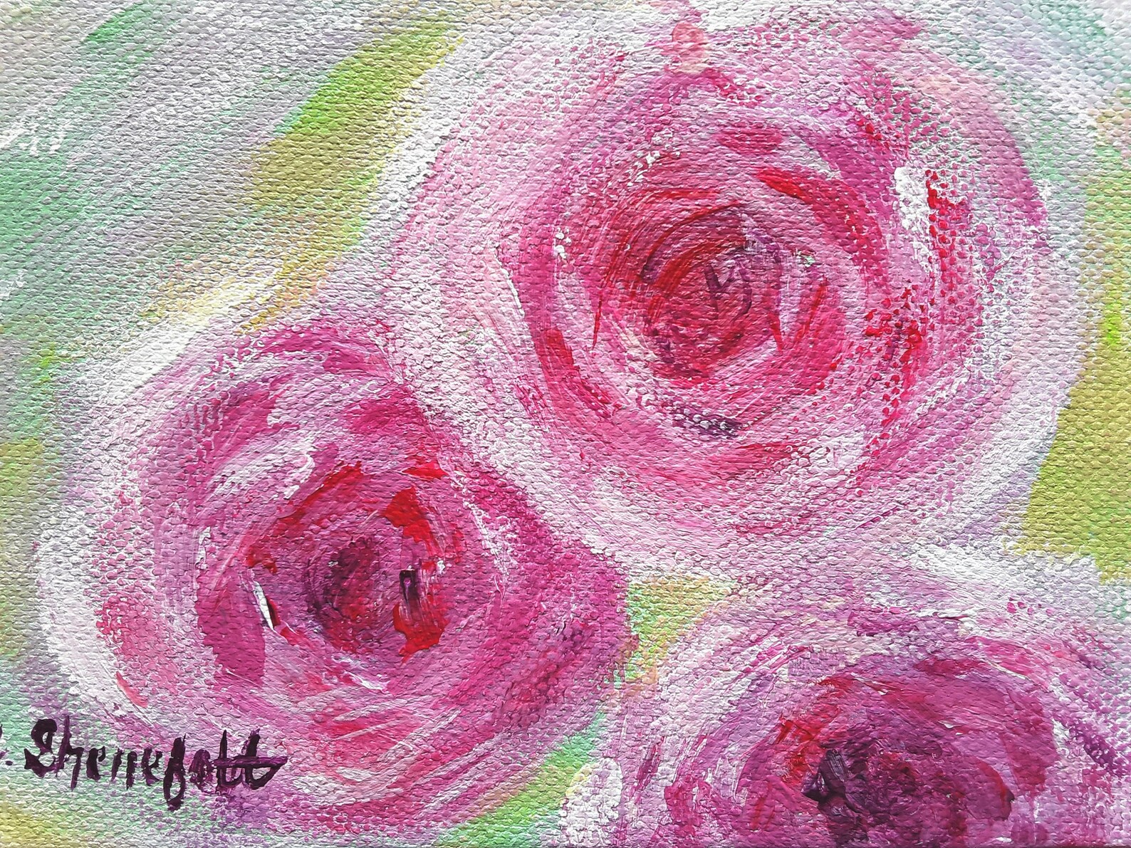 Pink Rose Painting Abstract Rose Painting Pink Flower Painting ...