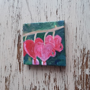 Bleeding Hearts Painting Tiny Painting Flower Painting Free Shipping US ...