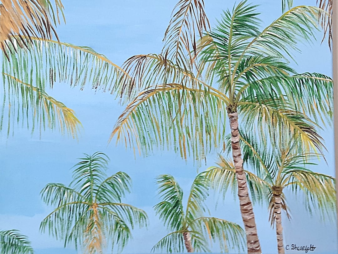 Beach Painting Tropical Painting Palm Trees Painting Beach House Art ...