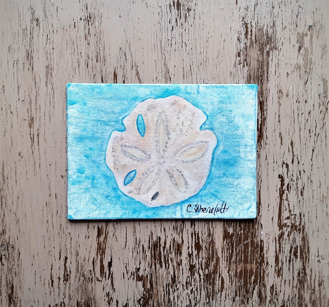 Seashell Painting Sand Dollar Painting Coastal Art Nautical Decor Beach ...