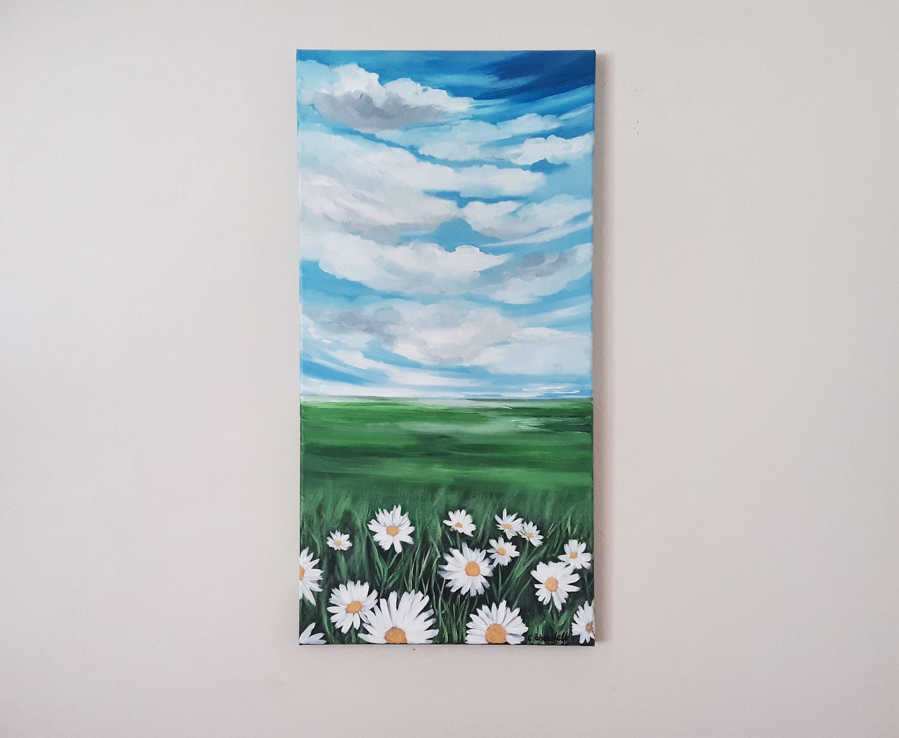 Landscape Painting Flower Field Painting Affordable Art - Etsy