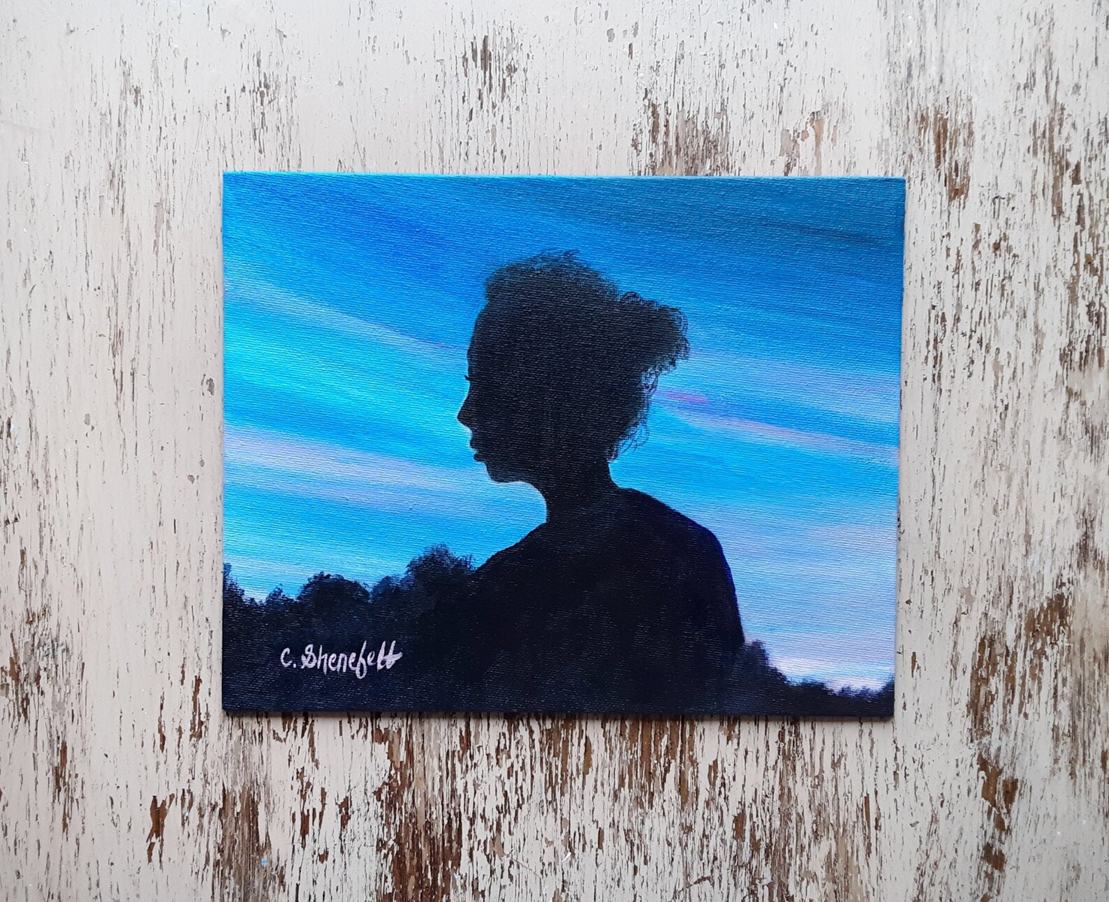 Sunset Painting Silhouette Portrait Landscape Painting Affordable Art ...